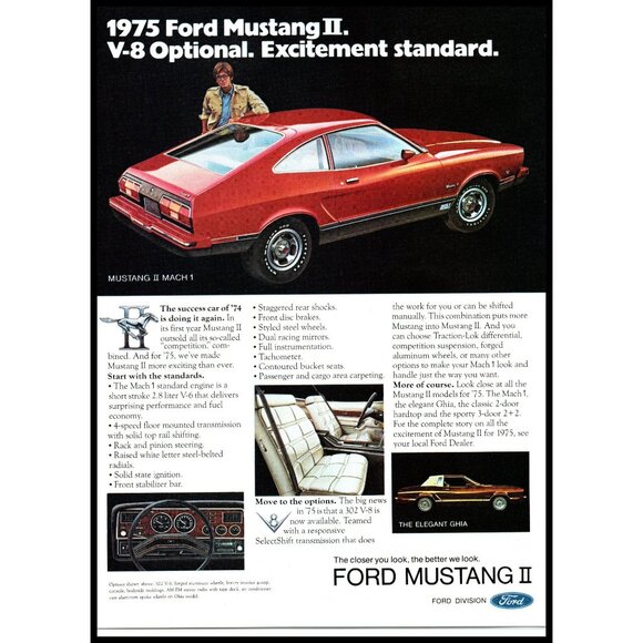 Ford | Art | 974 Ford Mustang Ii Mach 1 Vintage Print Ad Fuel Crisis ...